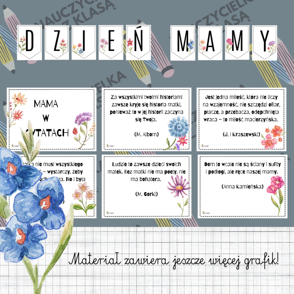 DZIEŃ MAMY-CYTATY_GAZETKA ŚCIENNA - Nauczycielka z klasą
